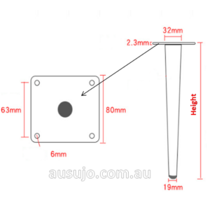 Black Metal Furniture Legs – Angled & Vertical – 150mm / 200mm / 250mm ...