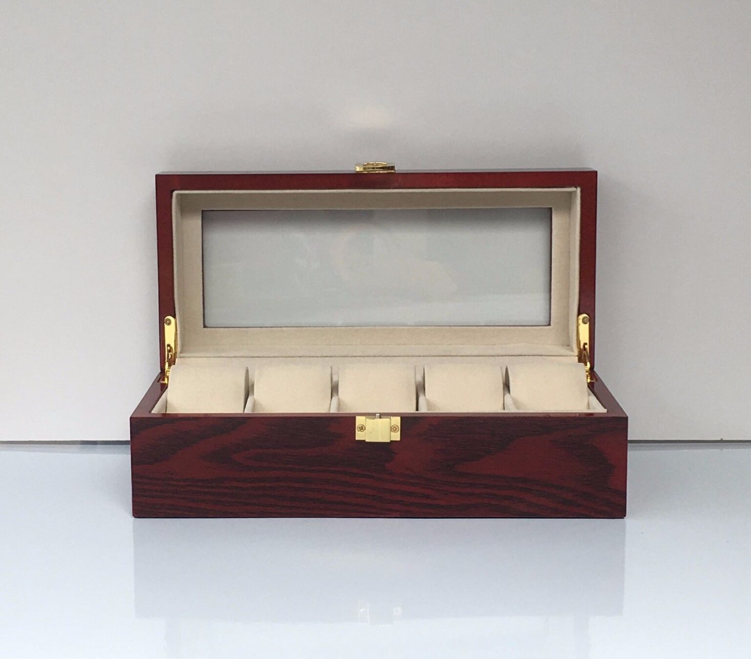 Wooden Glass Top Watch Box in Red or Matte Black – AUSUJO