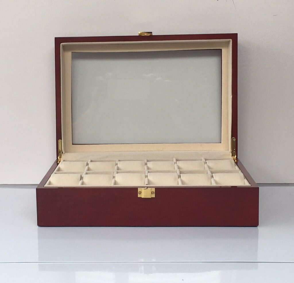 Wooden Glass Top Watch Box in Red or Matte Black – AUSUJO
